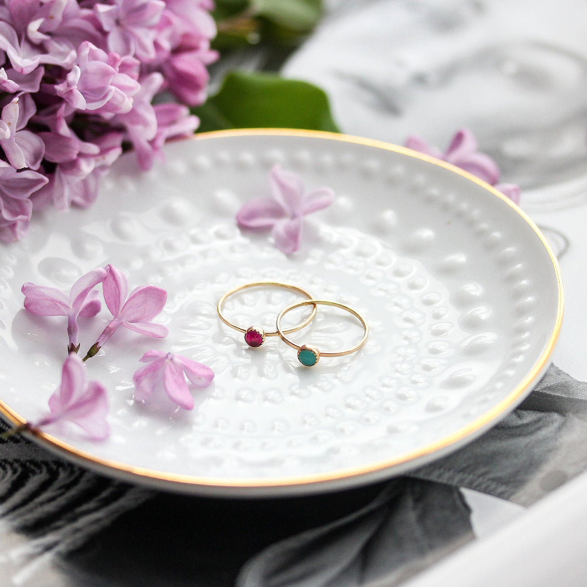 Amazonite & Solid Gold Stacking Ring | Handmade in Australia
