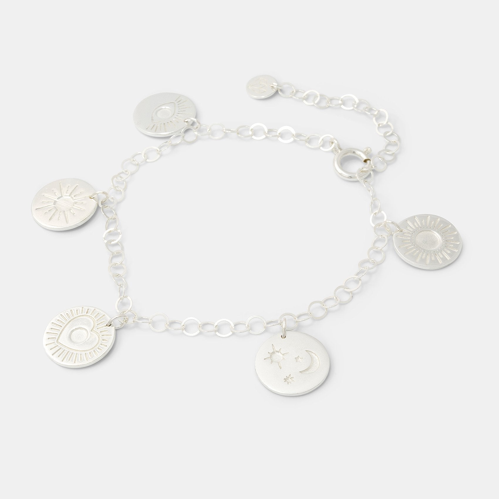 Sterling Silver Charm Bracelet with Amulets | Unique Jewellery