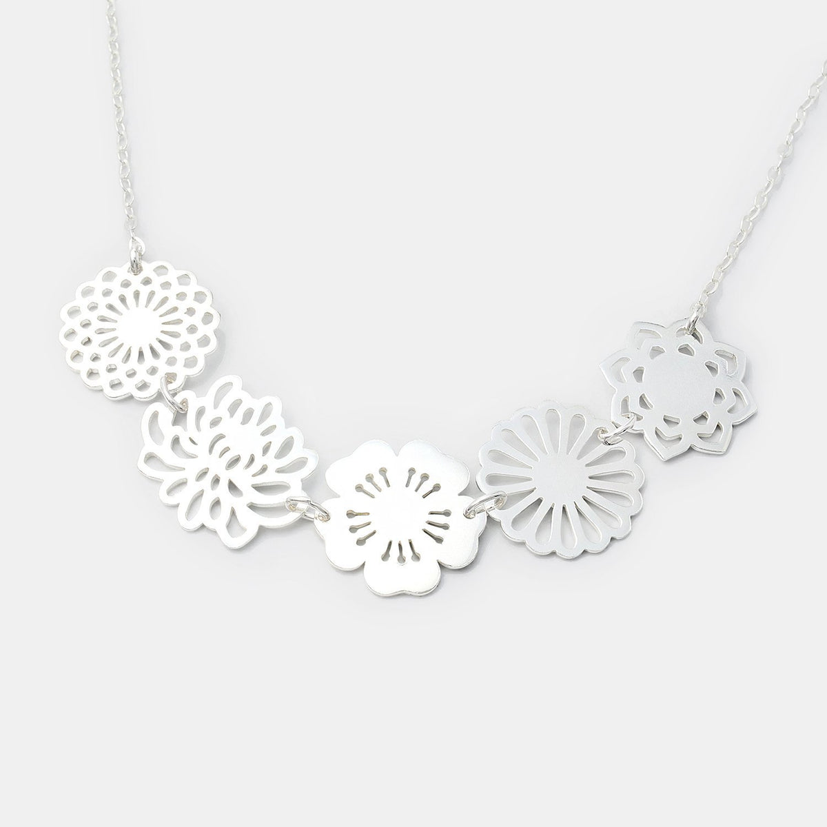 Bouquet of Flowers Silver Necklace | Unique Sterling Silver