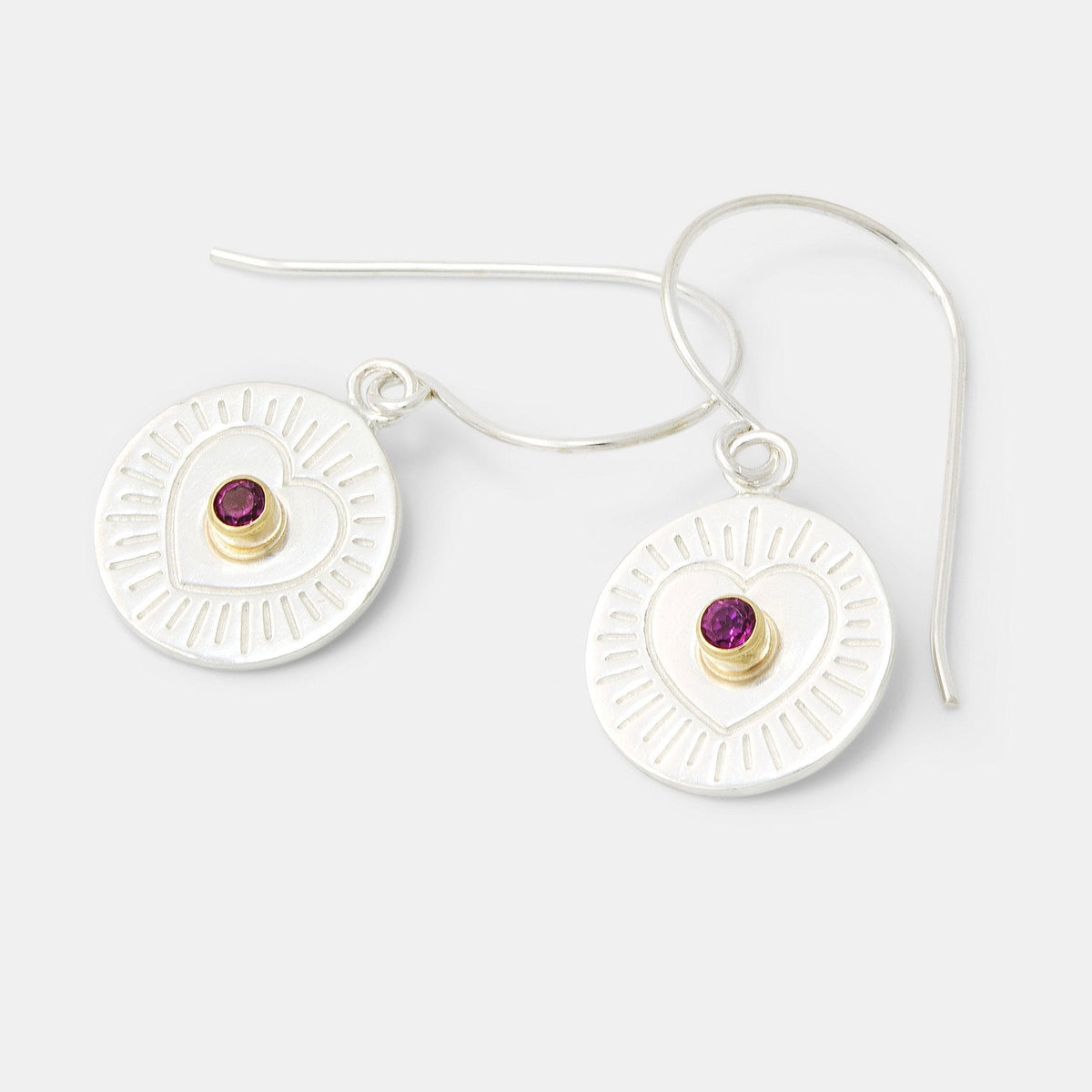 Heart & Rose Garnet Amulet Drop Earrings | Simone Walsh