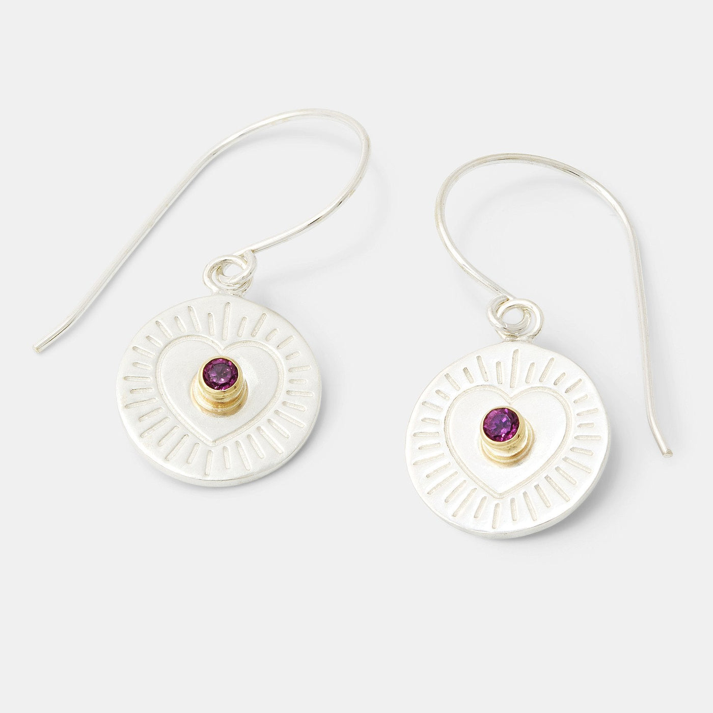 Heart & Rose Garnet Amulet Drop Earrings | Simone Walsh