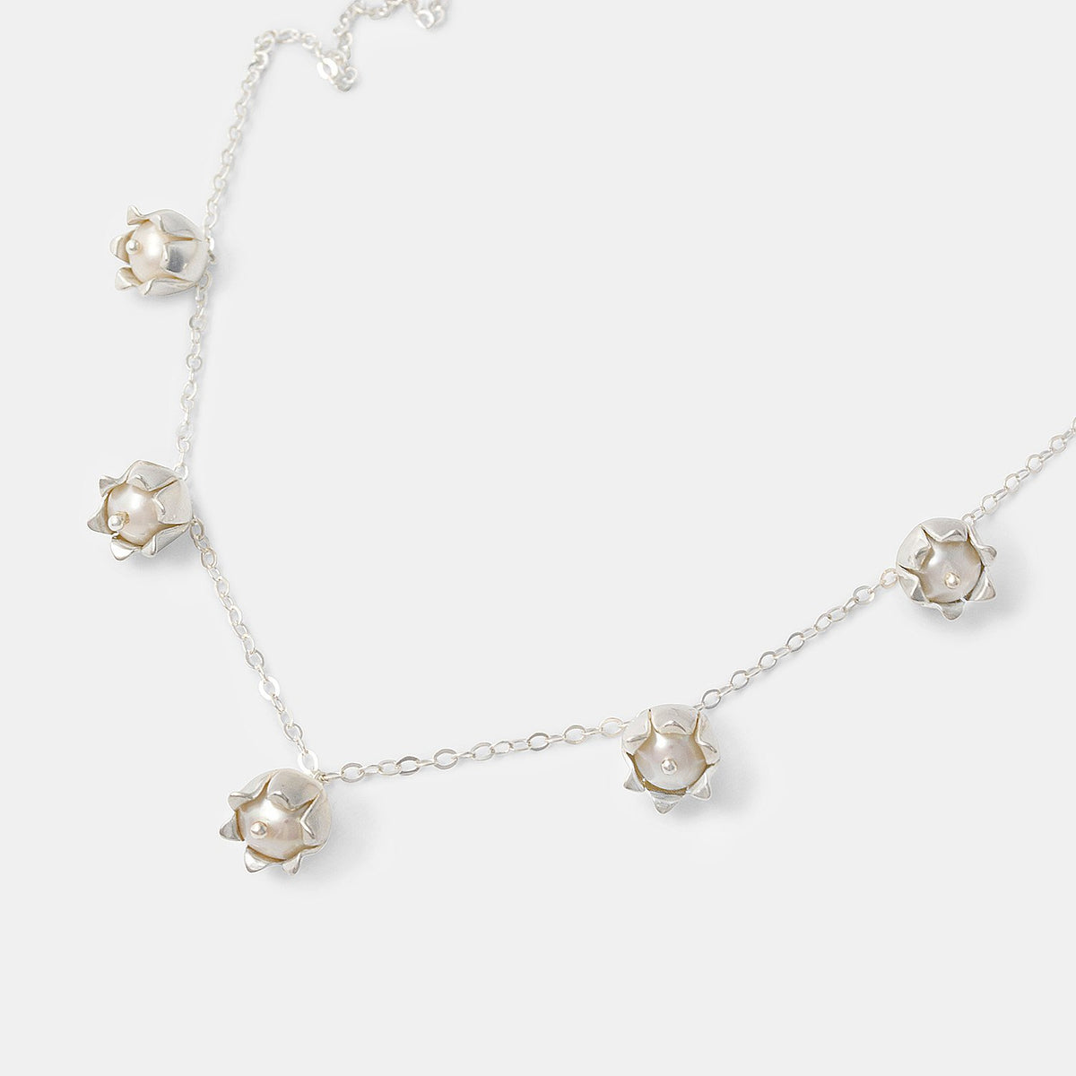 Lily of the Valley Necklace | Pearl & Silver Station Necklace