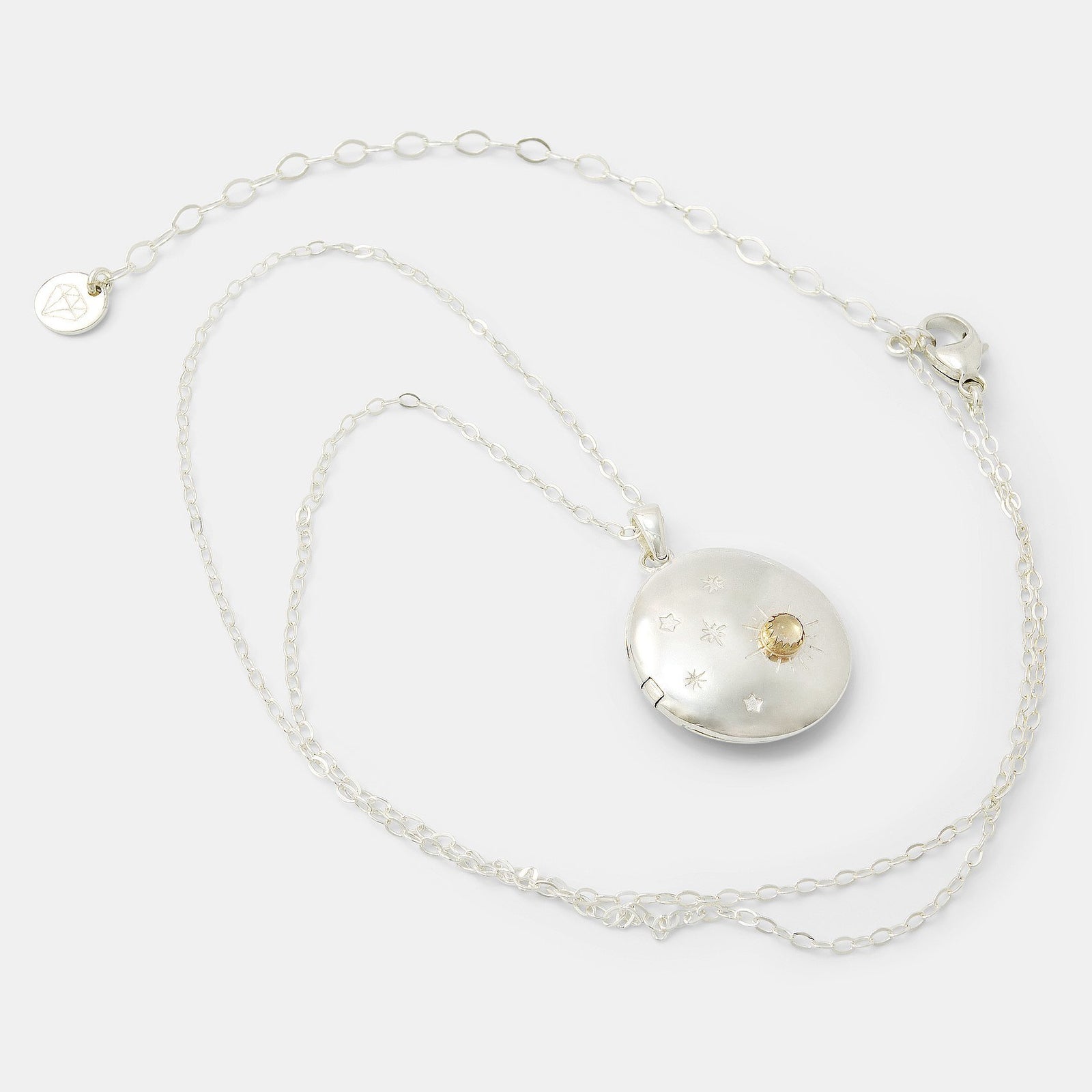 Moon & Back Silver Locket Necklace - Sterling Silver Keepsake