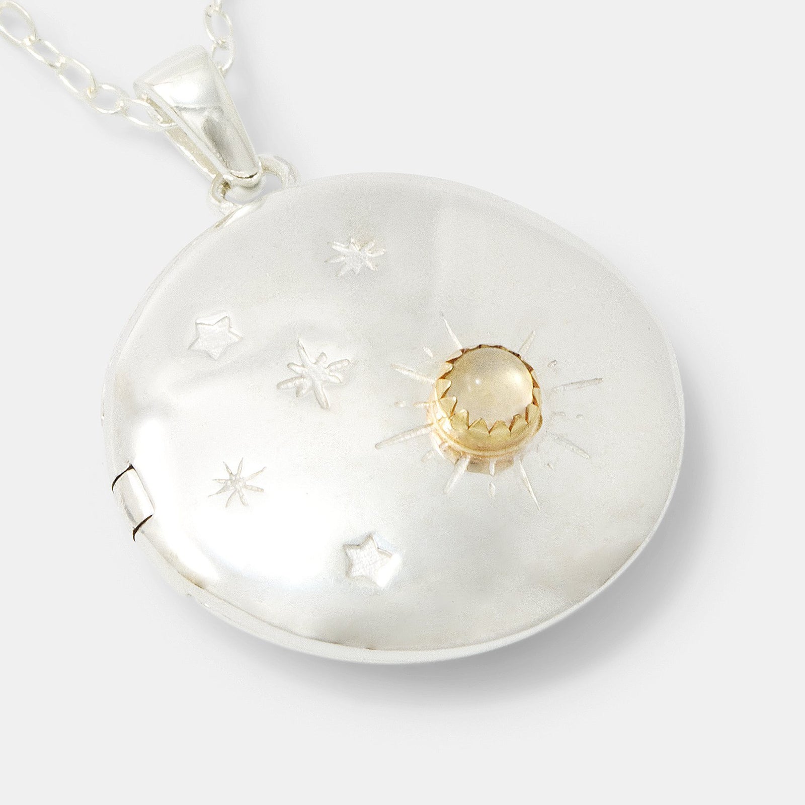 Moon & Back Silver Locket Necklace - Sterling Silver Keepsake